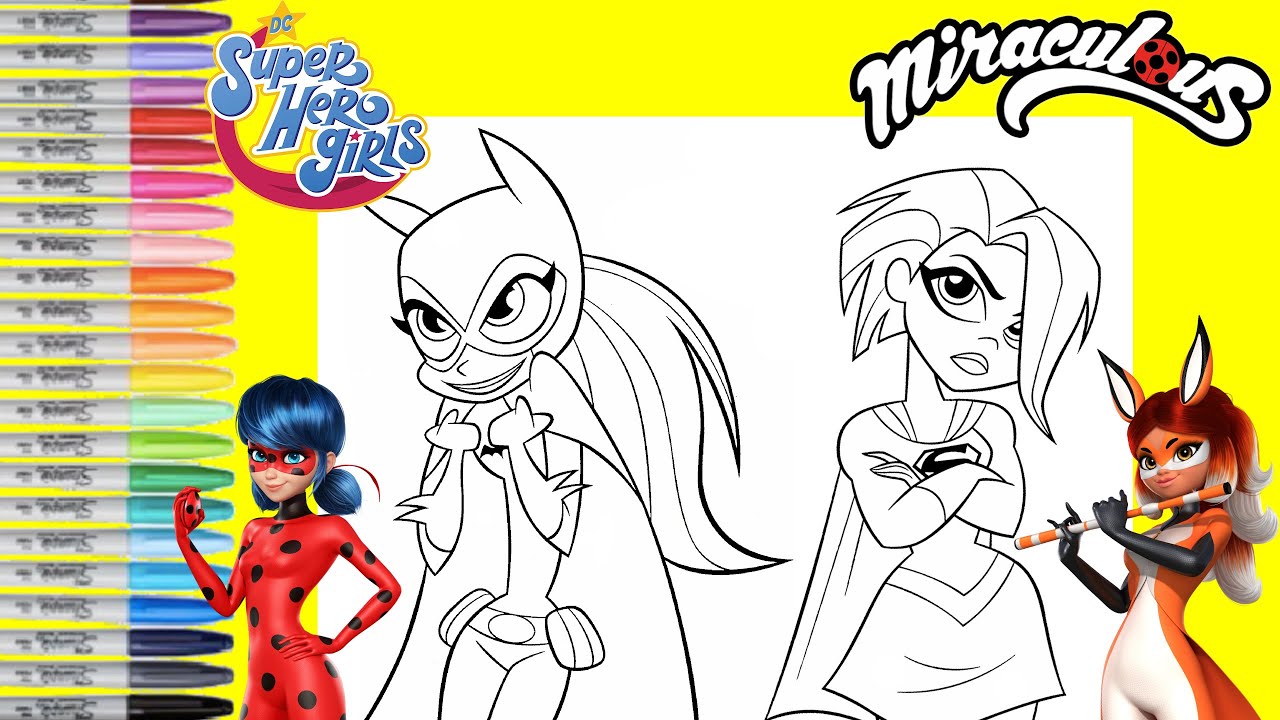 DC Super Hero Girls Makeover as Miraculous Lady and Rena Rouge Coloring ...