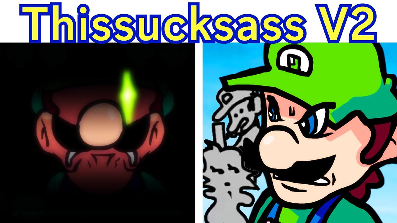FNF VS ANGRY LUIGI AETHOS BUT V2 + New Cutscene (THISSUCKSASS V1 VS V2 ...