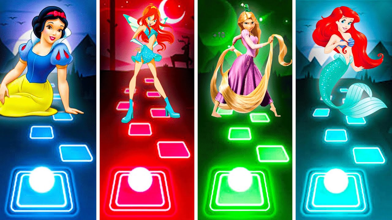 Snow White vs Winx vs Rapunzel vs Ariel | Tiles Hop: EDM Rush! - YouTube
