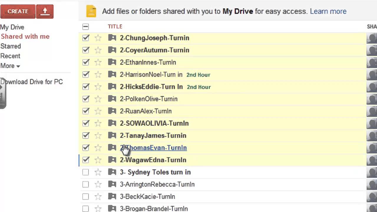 Google Drive: Managing student -turn in- folders - YouTube
