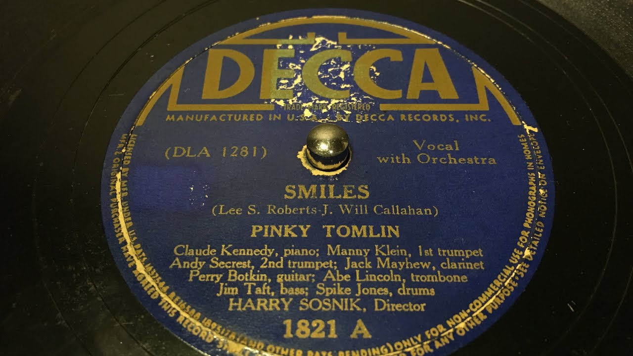 Pinky Tomlin - Smiles - 78 rpm - Decca 1821 - YouTube