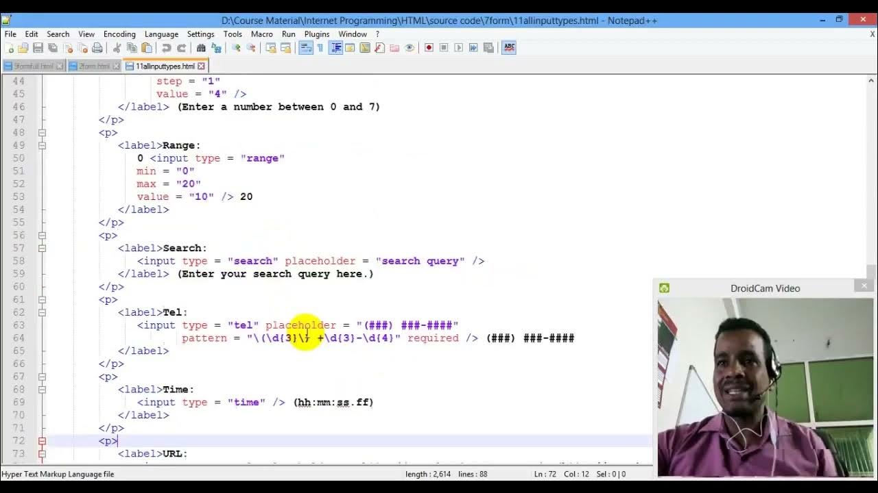 Lecture 23 Website Html Form Input Types Explained Programming Tutorial