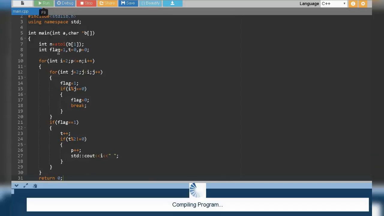 Tcs Ninja 2018 Command Line Program For Printing Alternate Prime No Series Upto N1 Terms