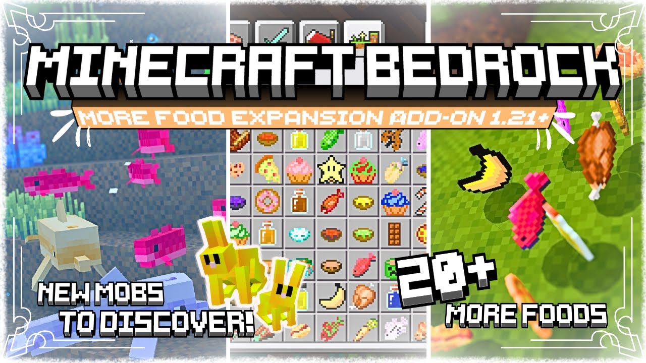 Exciting NEW food/more mobs add-on 🍽️ Minecraft Bedrock MCPE 1.21 ...