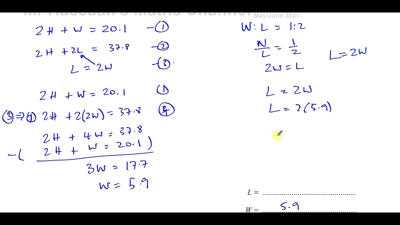 0580/42/M/J/21, (IGCSE), Paper 42, Q8(a), Nets of Solids, Simultaneous ...