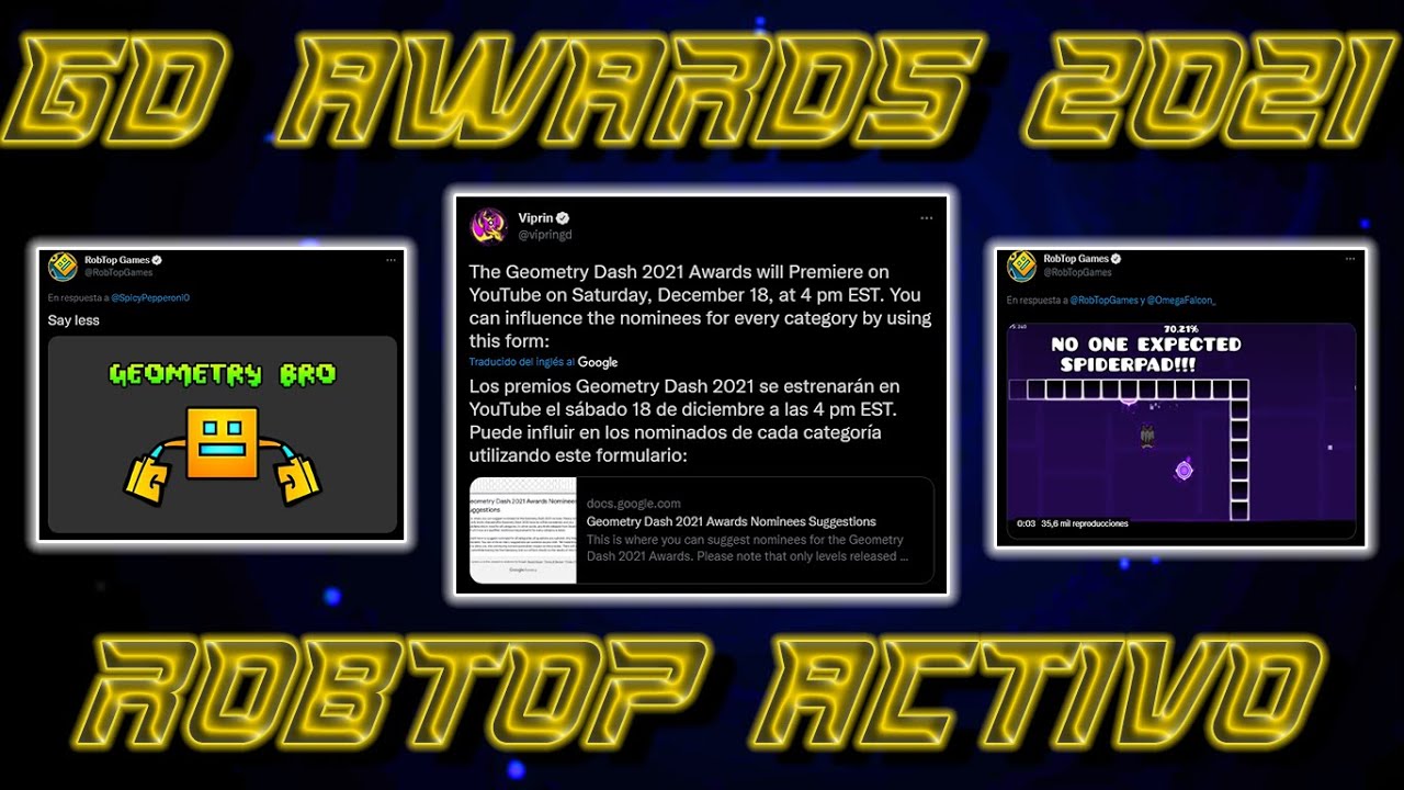 RobTop Activo Por Twitter? Nominaciones GD Awards 2021 + Horarios ...