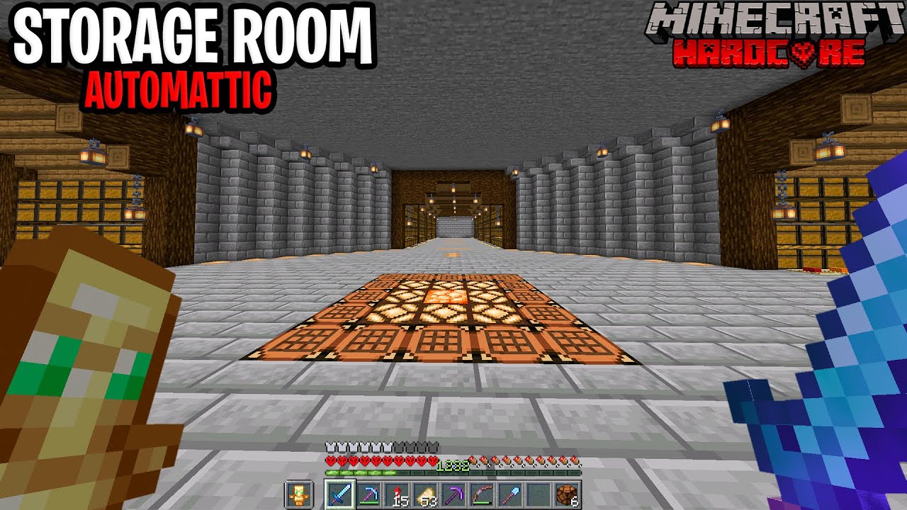 I Built a NEW AUTOMATIC STORAGE ROOM in Hardcore Minecraft - YouTube