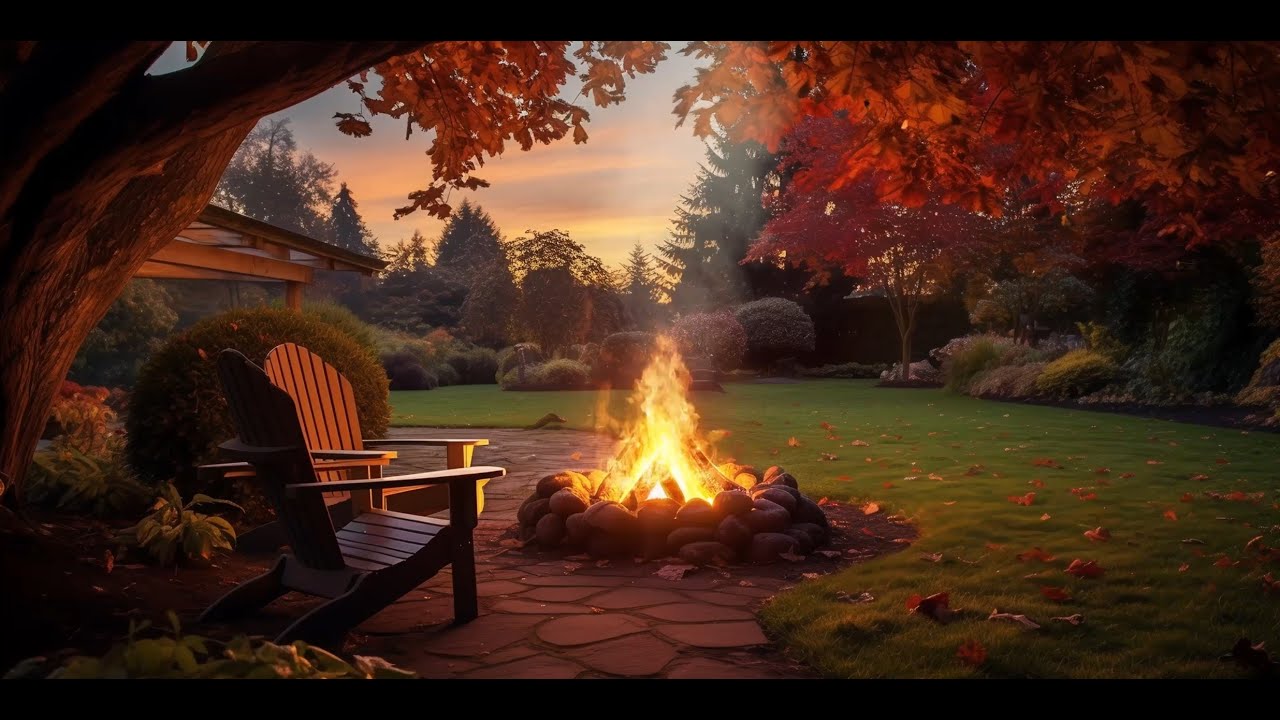 Cozy Firepit in the Garden: Fall Evening Ambience - YouTube