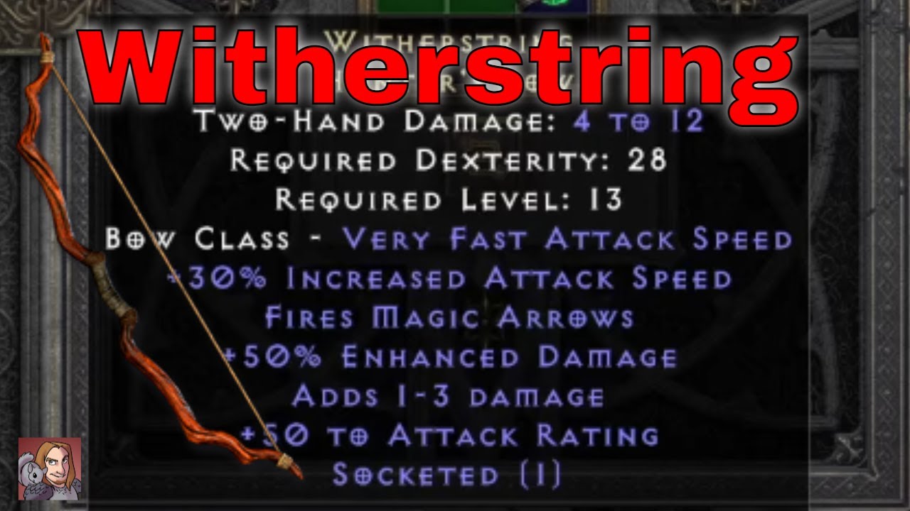 D2R Unique Items - Witherstring (Hunter's Bow) - YouTube