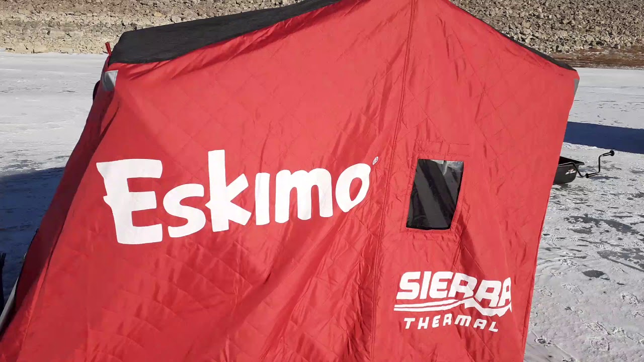 Ice fishing on clark canyon in a eskimo Sierra thermal . - YouTube