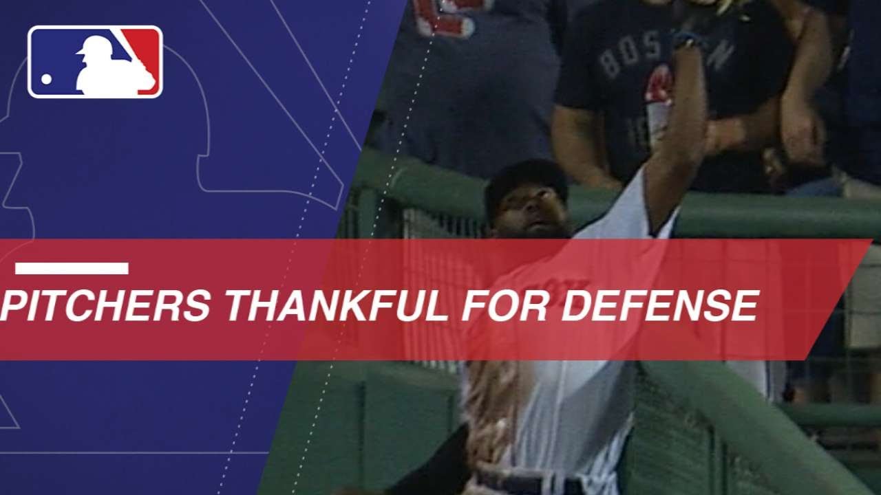 Pitchers are thankful for these top defensive plays in 2017 - YouTube
