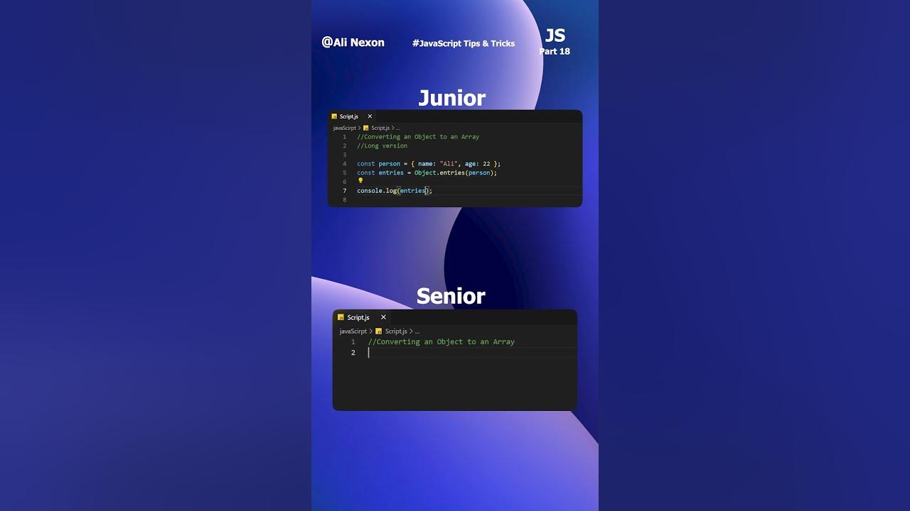 Converting an Object to an Array( long vs short way) JavaScript tips and tricks Part_18 - YouTube