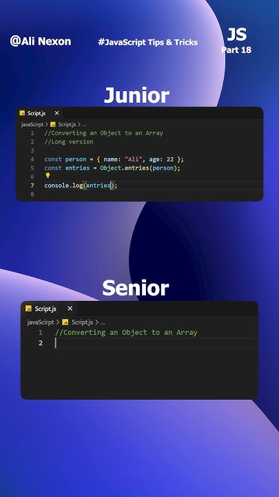 Converting an Object to an Array( long vs short way) JavaScript tips and tricks Part_18 - YouTube