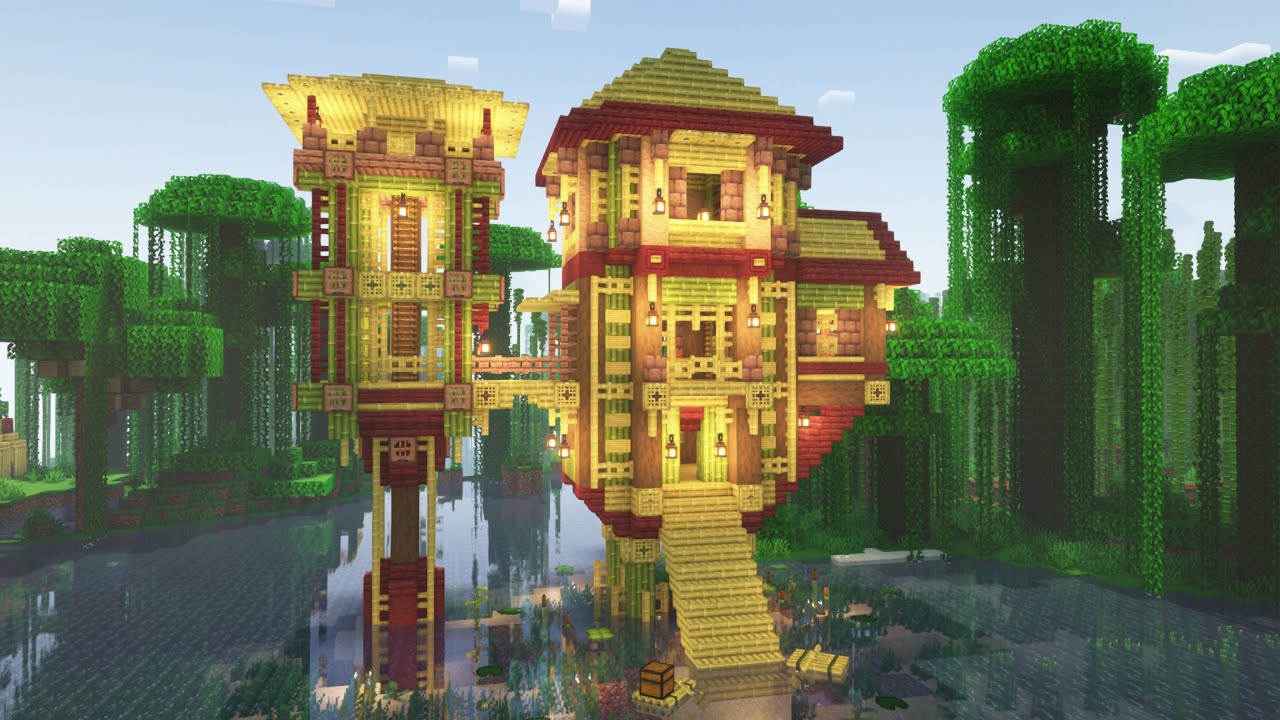 How to build Bamboo House - Minecraft tutorial - YouTube