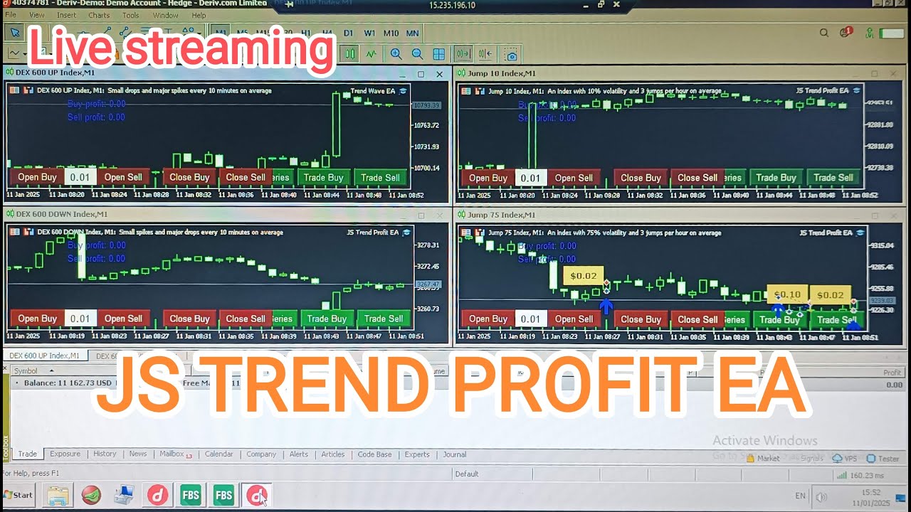 Live Trading JS TREND PROFIT EA 2025 (with Trend Indicator) - Broker ...