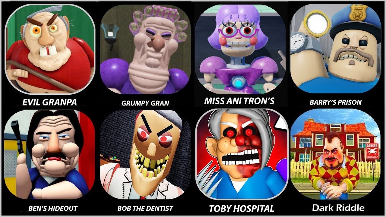 ROBLOX|EVIL GRANDPA, GRUMPY GRAN,MISS ANI-TRONS,BARRYS PRISON,BOB THE ...