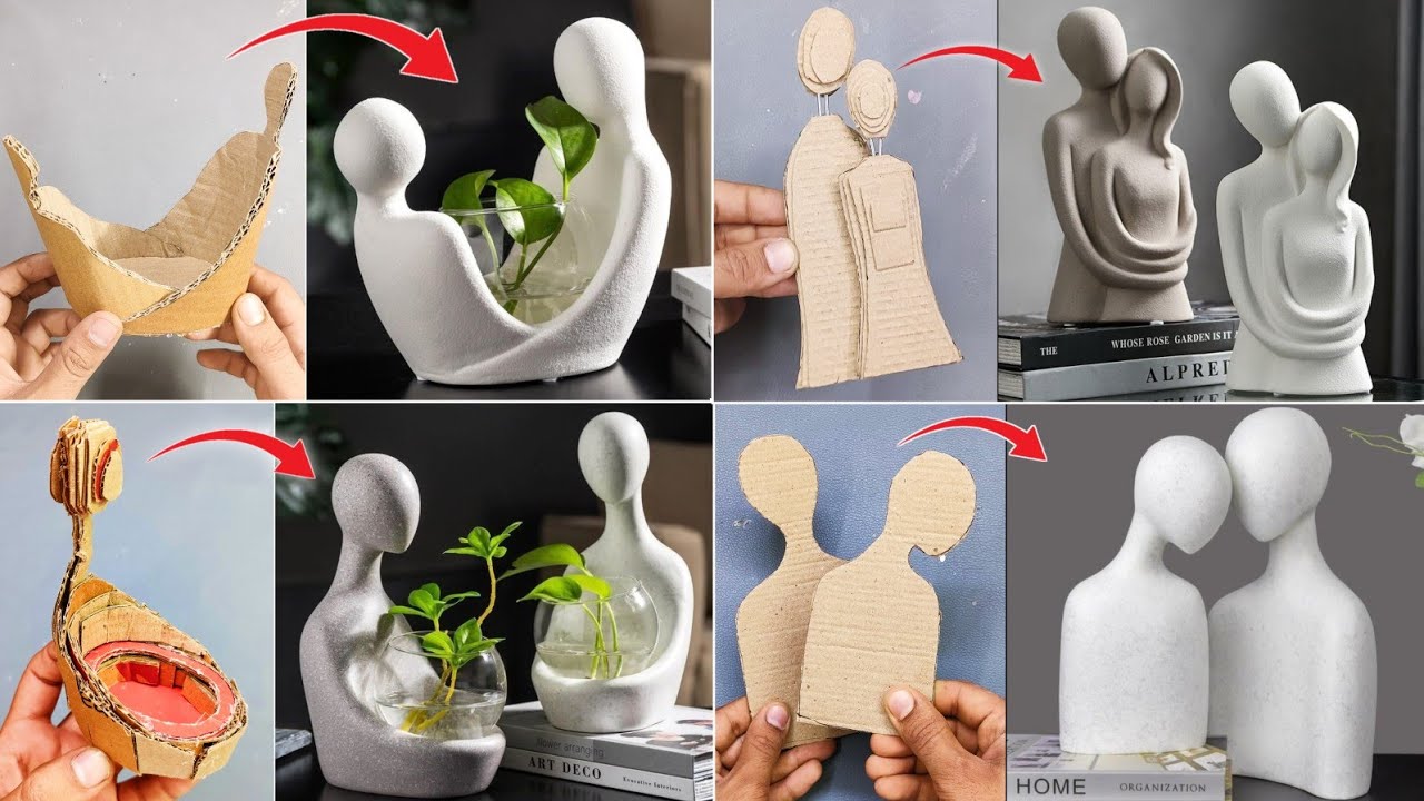 plant Top Amazing 4 White Cement Craft ideas • Showpiece Craft ...