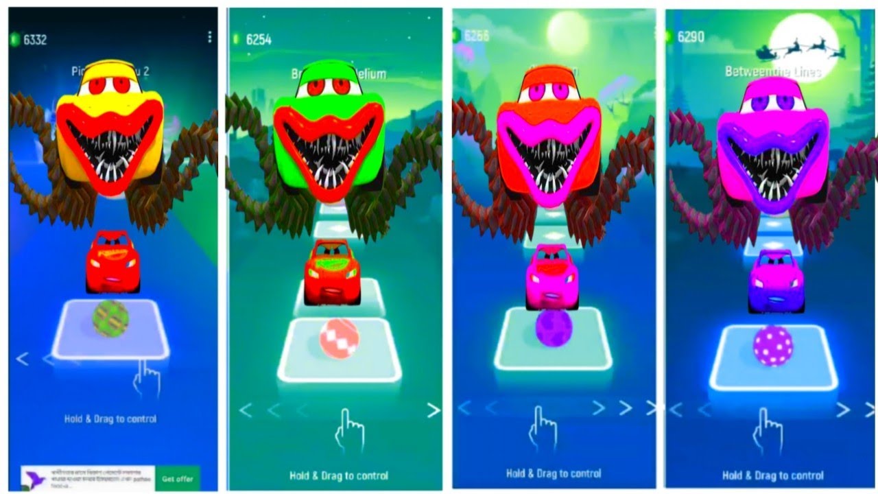 Tiles Hop Edm Rush | McQueen Yellow Eater 🆚 McQueen Green Eater 🆚 ...