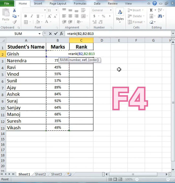 How To Calculate Rank Using Rank Formula Shorts Advance Excel Exceltips Exceltricks Youtube