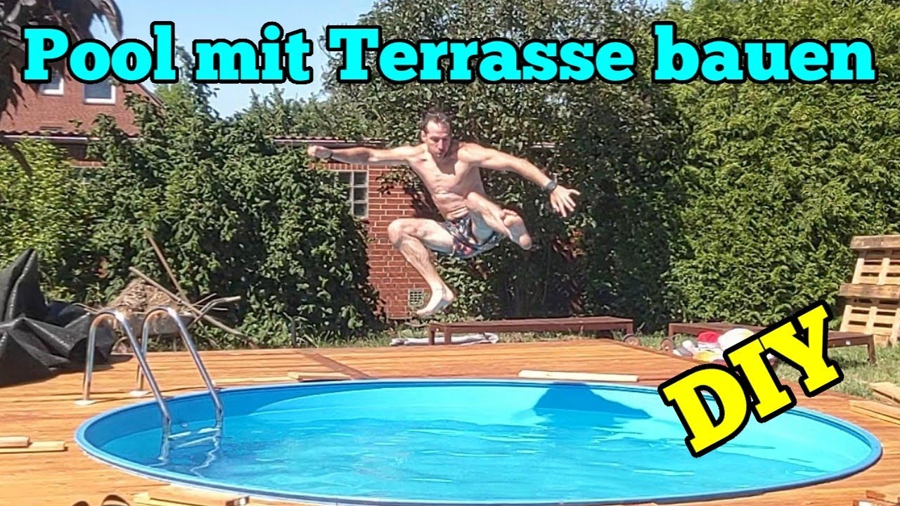 Pool bauen und Terrasse aus Holz mit Unterkonstruktion für Pool selber ...