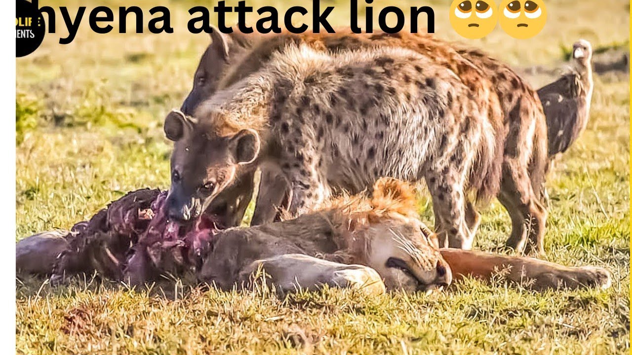 Hyena attack lion🦁||lion attack hyena||hyena eating deer🦌#wildanimal# ...