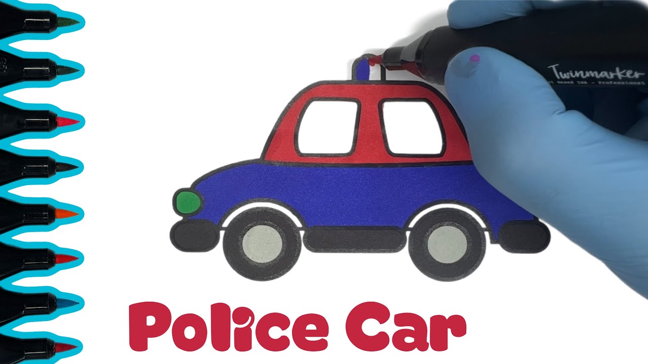 Police Car, painting and coloring for Kids and Toddlers - YouTube
