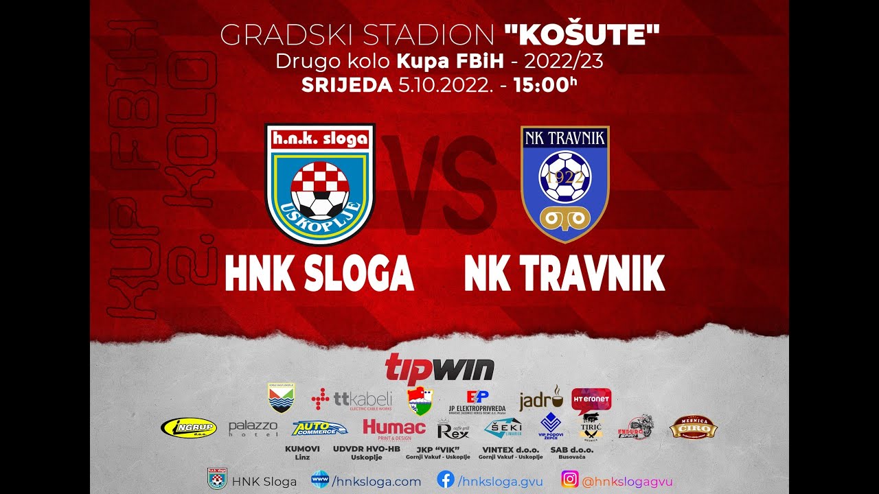 HNK Sloga - NK Travnik | Kup 2022/2023 - YouTube
