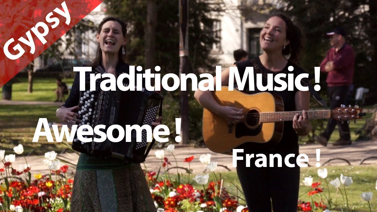 Gypsy Music.Happy song with Guitar and Accordion.2 women musicians. Je ...