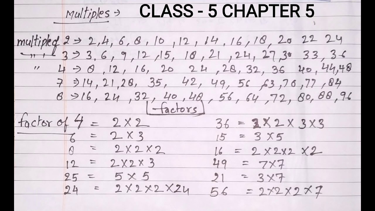 Maths Class - 5 Chapter 5 Topic - Multiples and factors (VDO 12) - YouTube