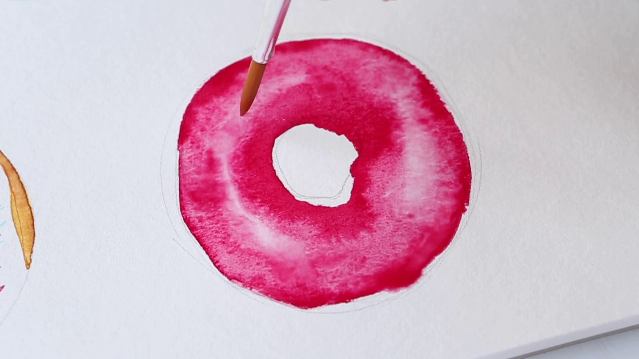 How to paint a Watercolor Donut, Speed painting, The Aloha Studios ...