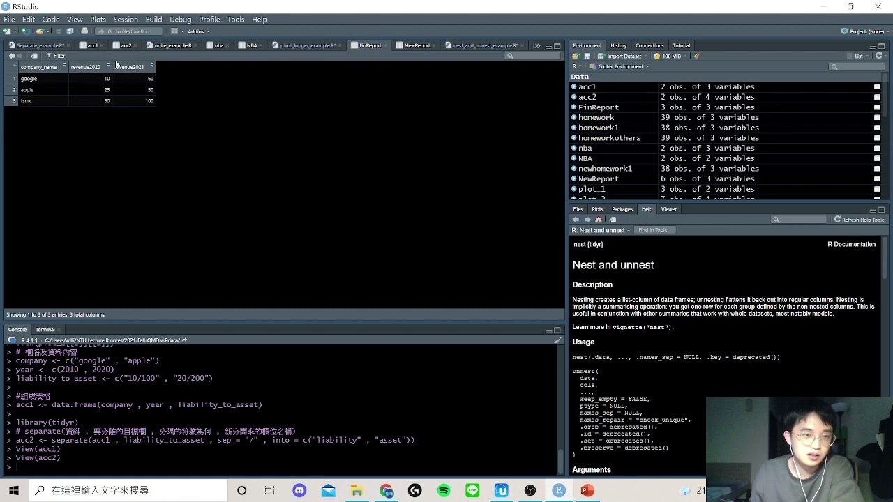R語言 : tidyr套件(separate, unite, pivot_longer, nest, unnest)教學 - YouTube