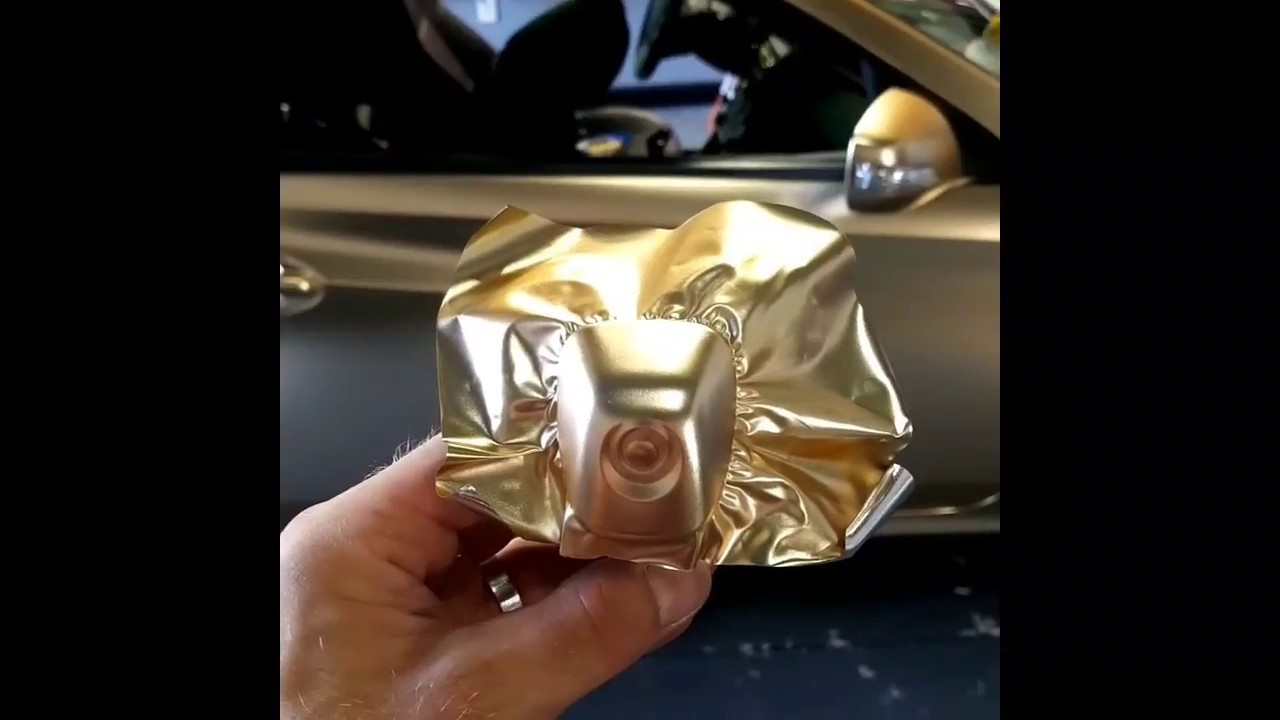 Satin white gold chrome vinyl. Reverse camera vinyl wrapped in white ...