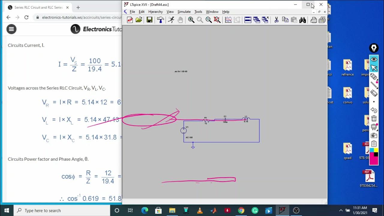 Lt spice simulation of series RLC circuit. - YouTube