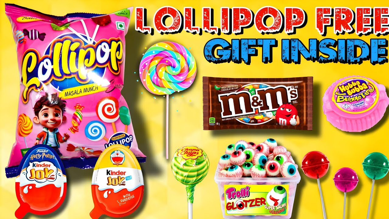 Letest 😋Yummy Snacks Lollipop With Free Gift Inside | Lollipop, Kinder ...
