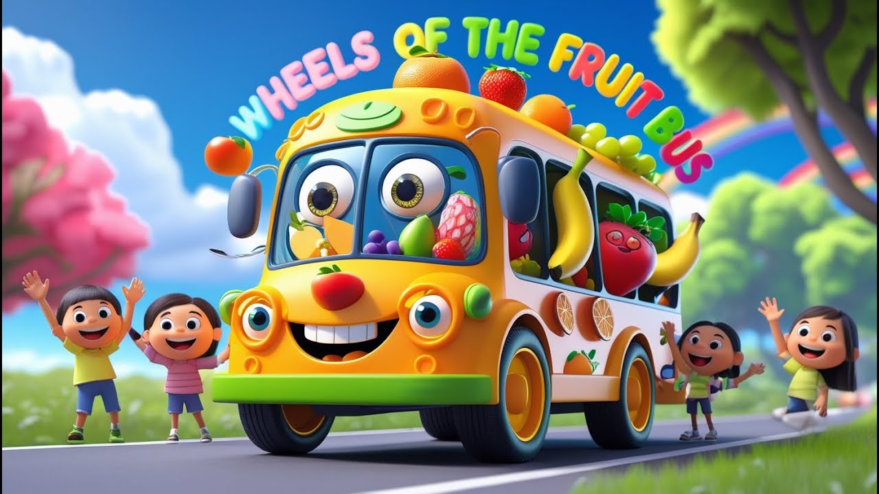 Wheels of the Fruit Bus | Fun Fruit Learning Song for Kids | Nursery ...