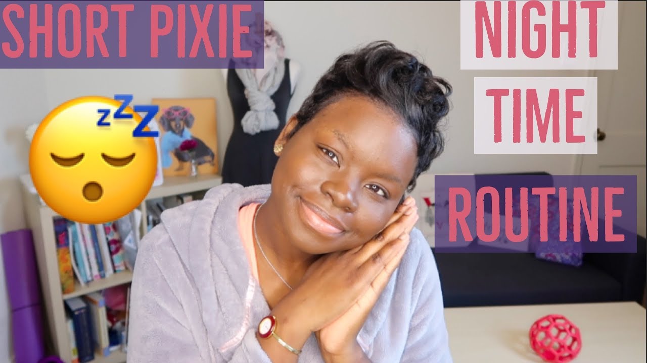 My Short Relaxed Pixie Cut Pin Curl Night Time Routine - YouTube