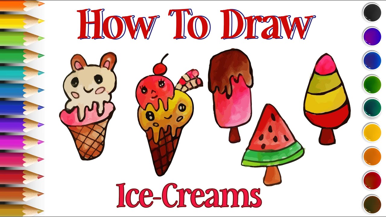 How to Draw Ice-Cream: Easy Step-by-Step Tutorial. Kids easy drawing ...