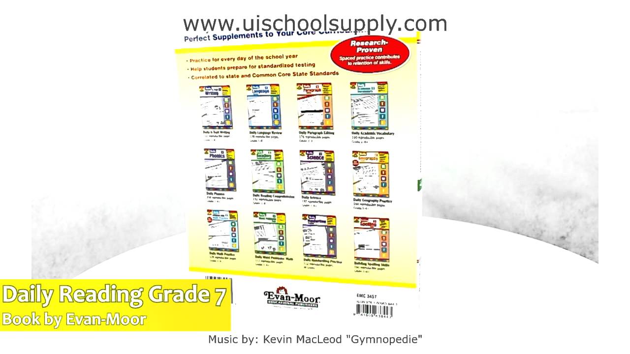 Daily Reading Comprehension Grade 7 Book by Evan-Moor EMC3457 - YouTube