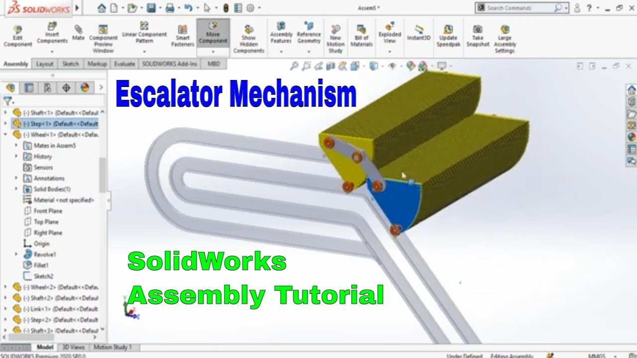 Escalator Assembly Tutorial SolidWorks|Mechanism of Escalator - YouTube