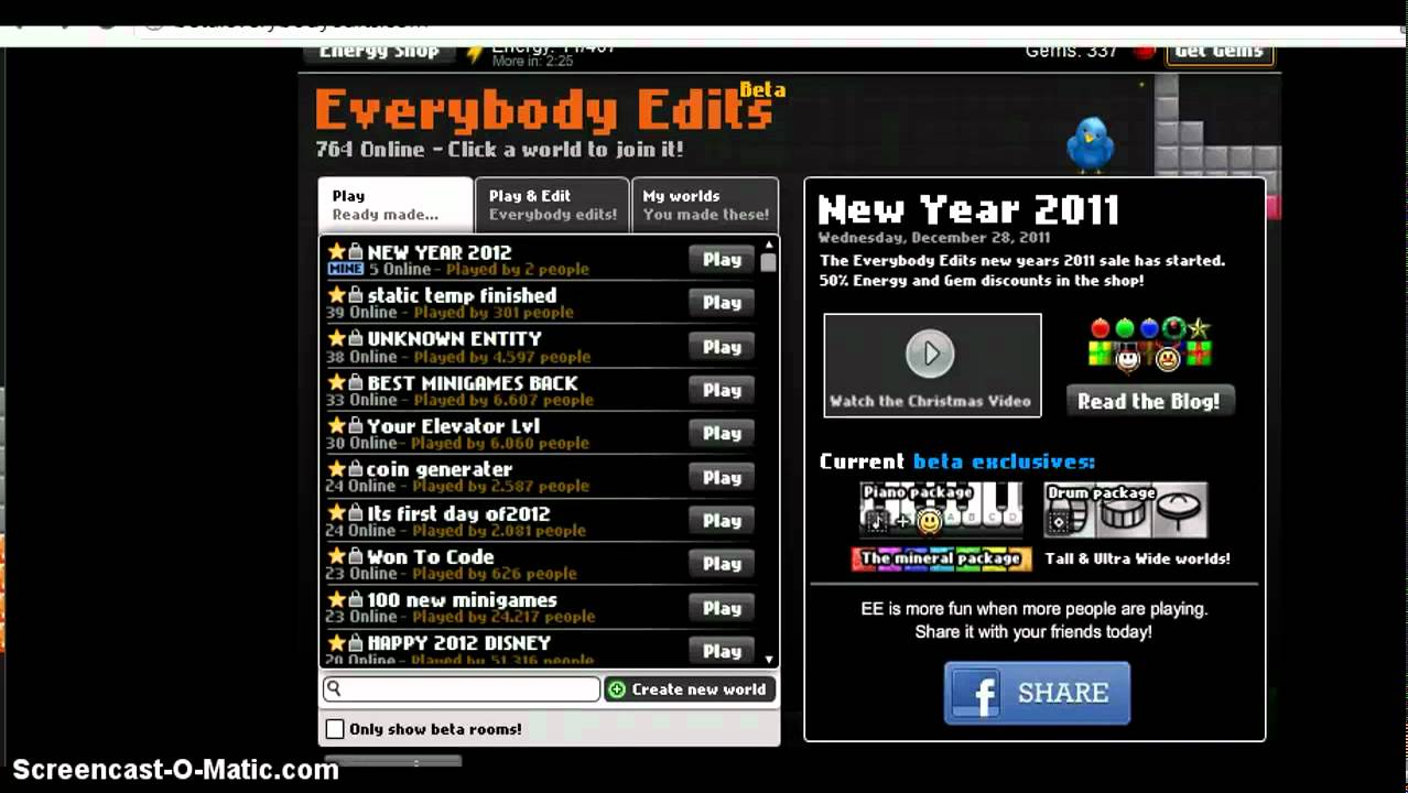 Everybody Edits NEW YEAR 2011! - YouTube