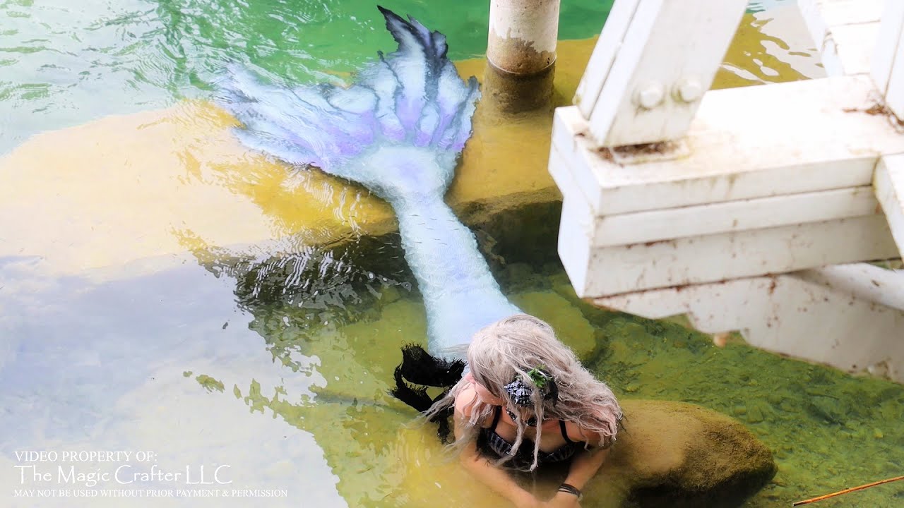 MERMAID SWIMMING IN AN EMERALD GREEN RIVER - Relaxing Swimming Mermaid ...