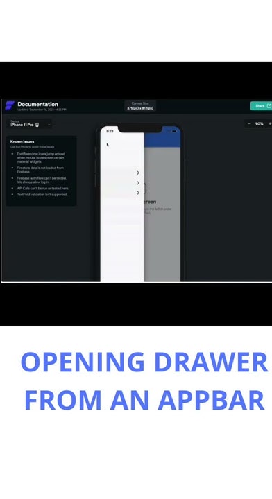 Flutterflow Opening Drawer From An Appbar Flutterflow Videotutorial Flutter Youtube