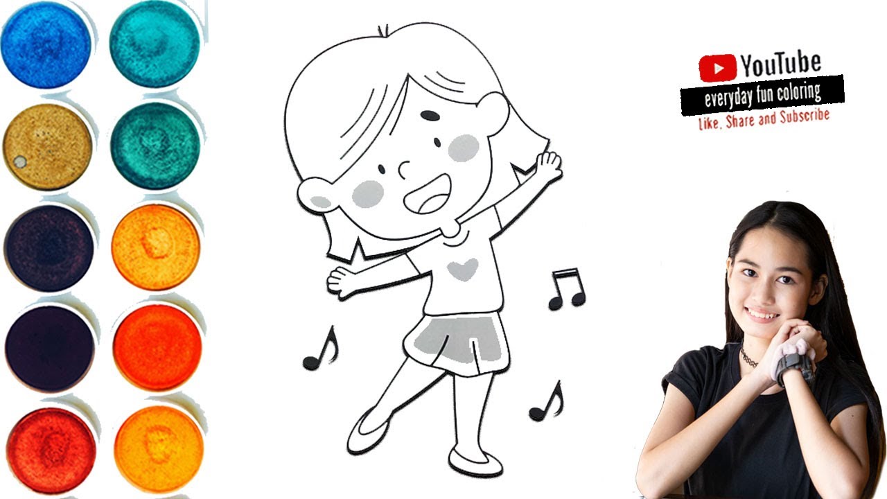 Girl Singing Happy Time Coloring Activity for Students, Kids and ...