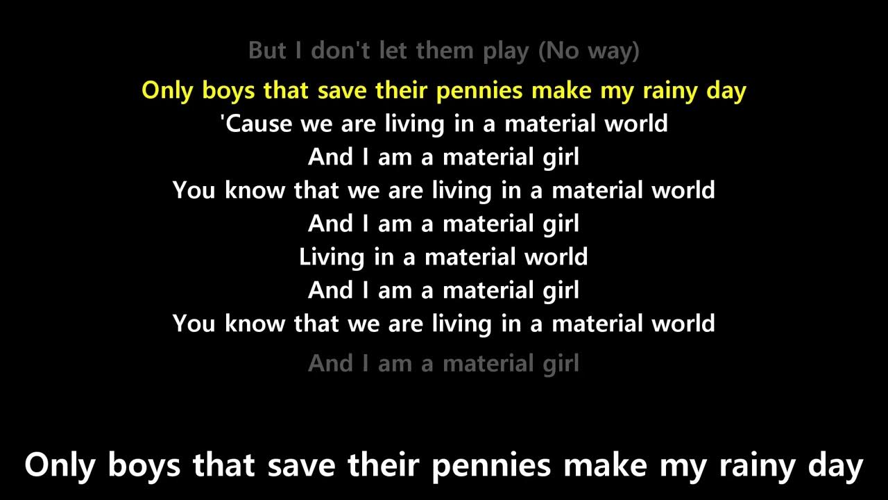 Material Girl Lyrics Madonna Youtube Music