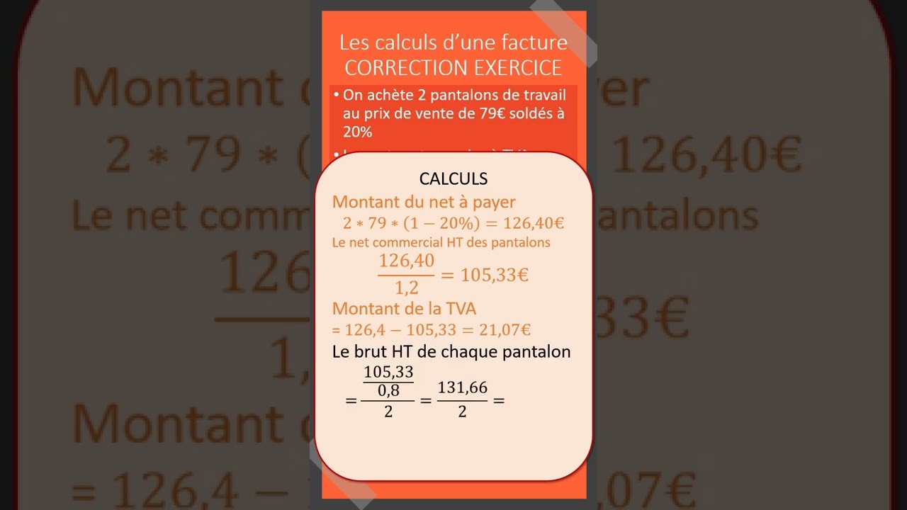 Calculs commerciaux d'une facture avec remise - YouTube
