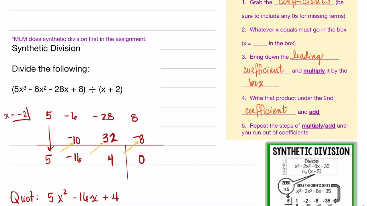 Synthetic Division And Remainder Theorem 110 4 2b YouTube Synthetic Division And Remainder Theorem 110 4 2b YouTube