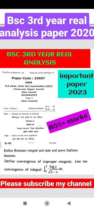 bsc 3rd year real analysis 2023 | real analysis bsc 3rd year important questions #bsc - YouTube