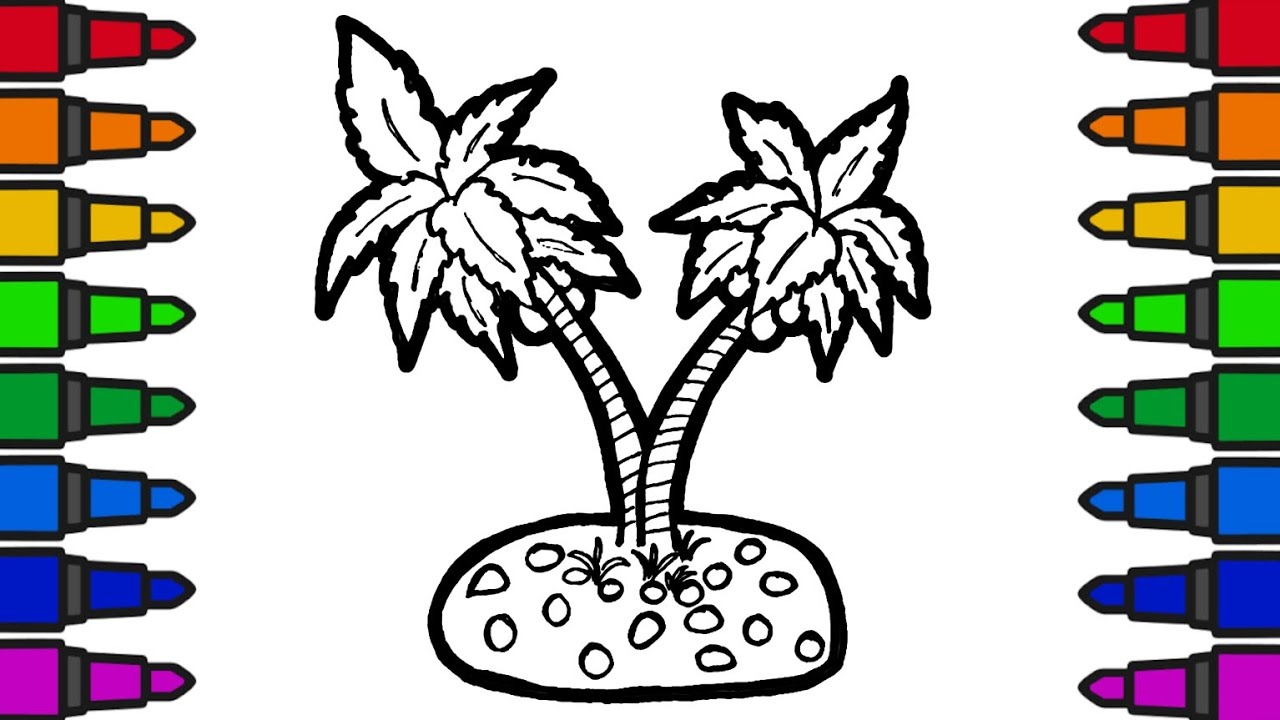 Coconut tree drawing, Painting and Coloring For Kids & Toddlers ...