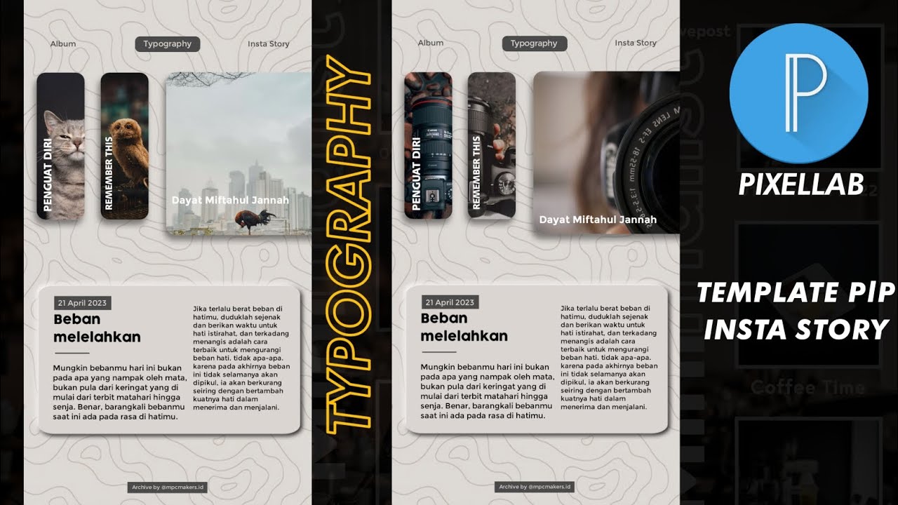 Template Insta Story Typography Pixellab - Gratis Plp File - YouTube