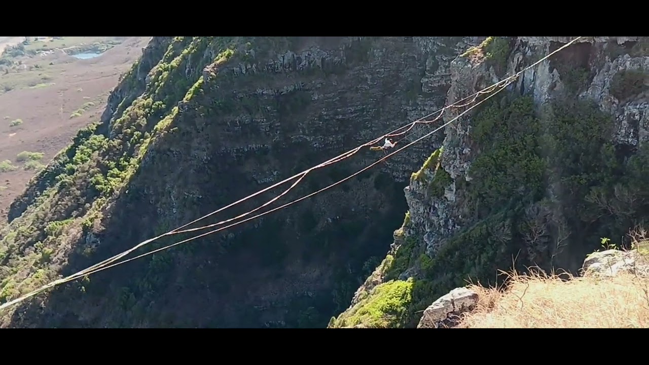 Oahus first ever rope swing rigged off of two separate highlines. - YouTube